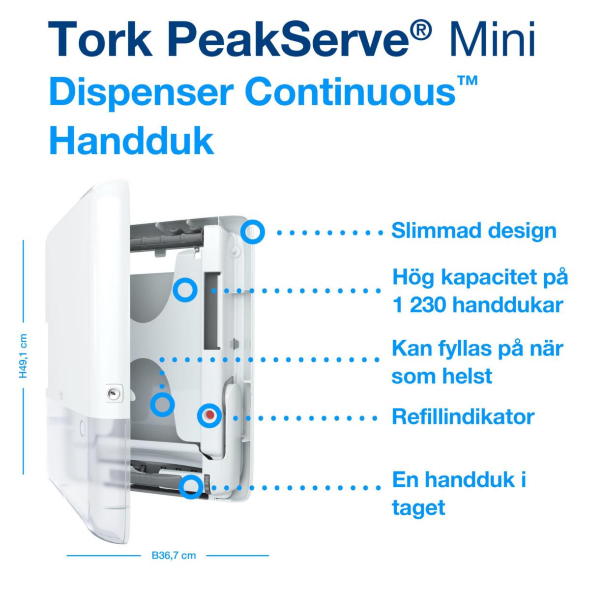 Dispenser mini tork peakserve® mini dispenser handduk h5 ...